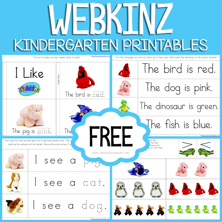 Webkinz Kindergarten Printables - 1+1+1=1