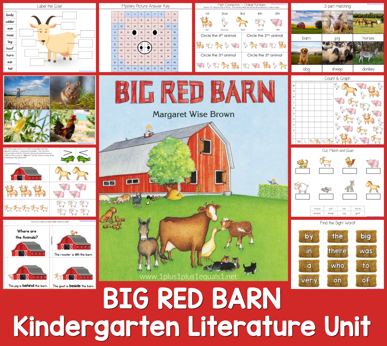 Big Red Barn Literature Unit Additions - 1+1+1=1