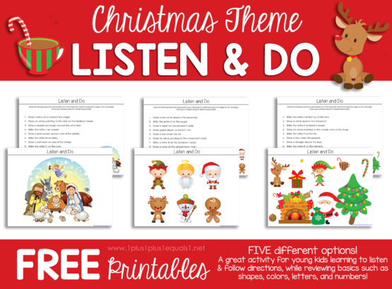 Christmas Theme Listen & Do - 1+1+1=1