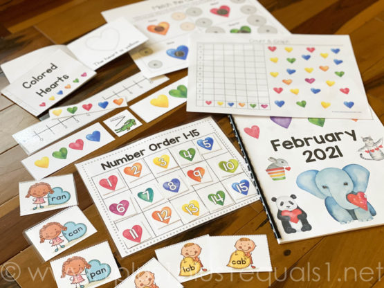Love Theme Kindergarten Printables - 1+1+1=1