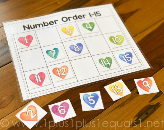 Valentine Math Fun ~ Ordering Numbers 1-30 - 1+1+1=1