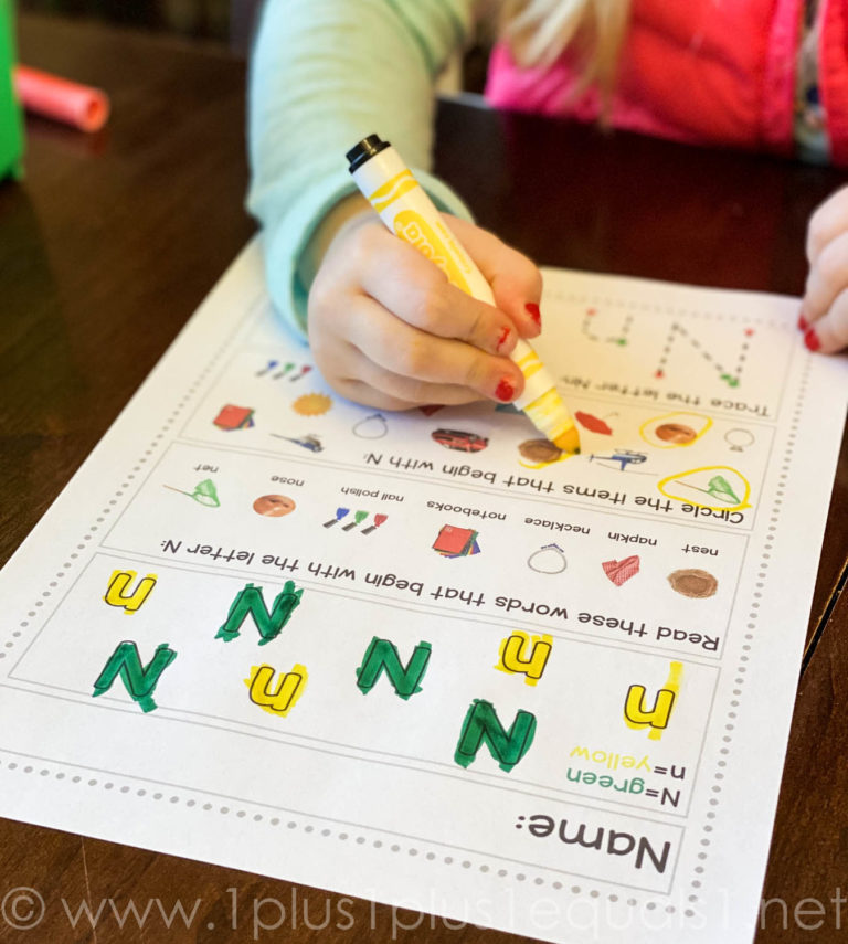 Kindergarten at Home ~ Letter N, Reading, Math, & More! - 1+1+1=1