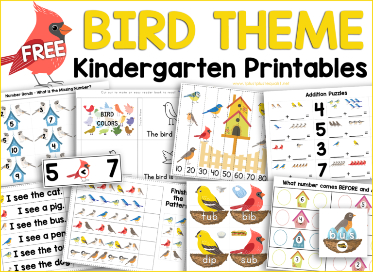 Bird Theme Kindergarten Printables - 1+1+1=1