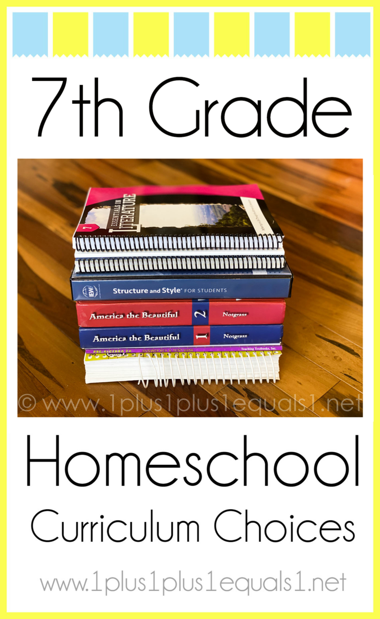 7th Grade Homeschool Curriculum Choices, Round 3 - 1+1+1=1