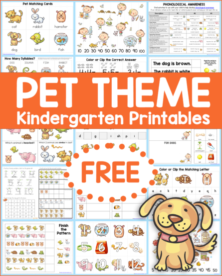 Pet Theme Kindergarten Printables - 1+1+1=1