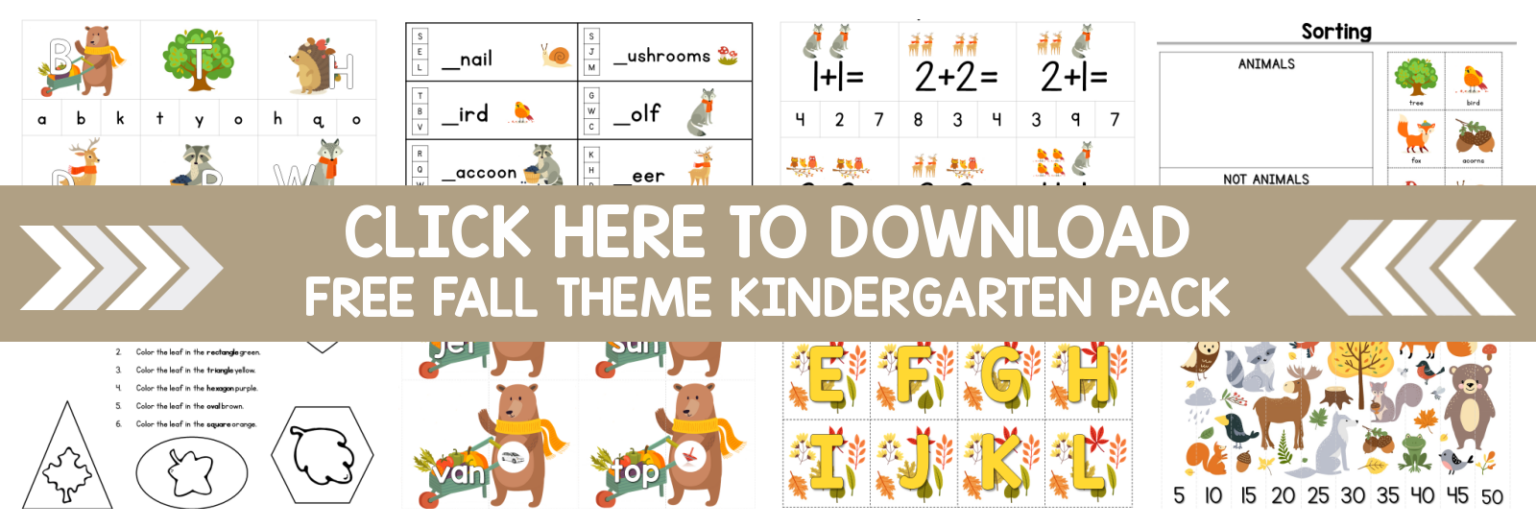 Fall Woodland Animals Kindergarten Printables - 1+1+1=1