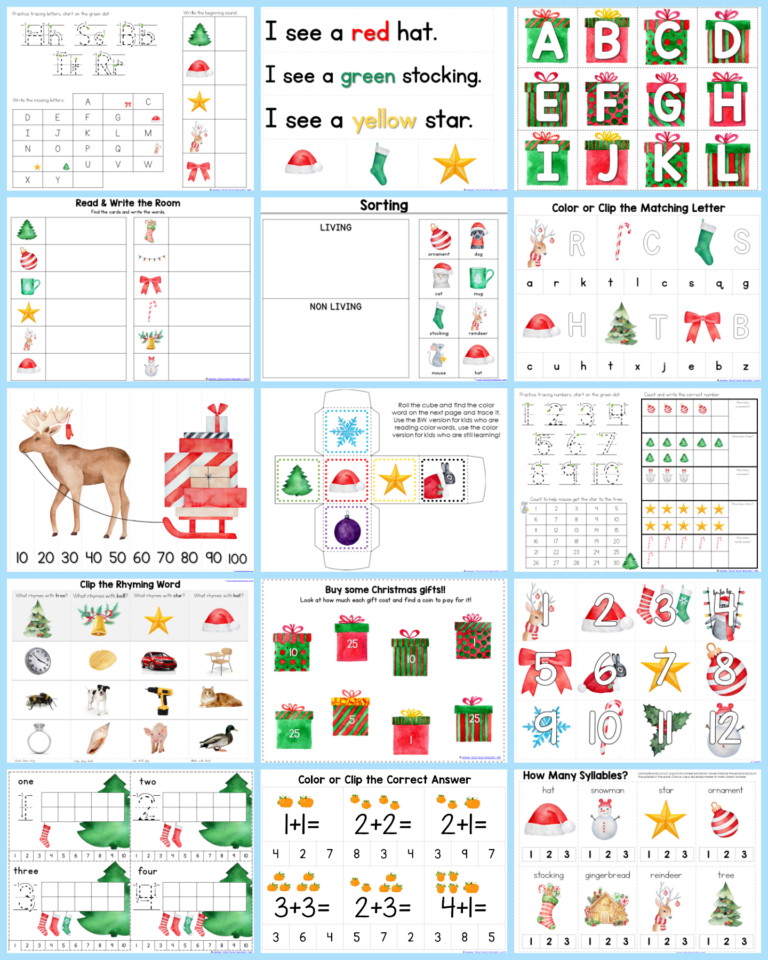 Christmas Printables for Kids ~ Kindergarten Christmas Fun - 1+1+1=1