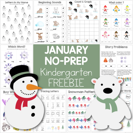 Winter Theme Kindergarten No-Prep Printable Activity Pack - 1+1+1=1