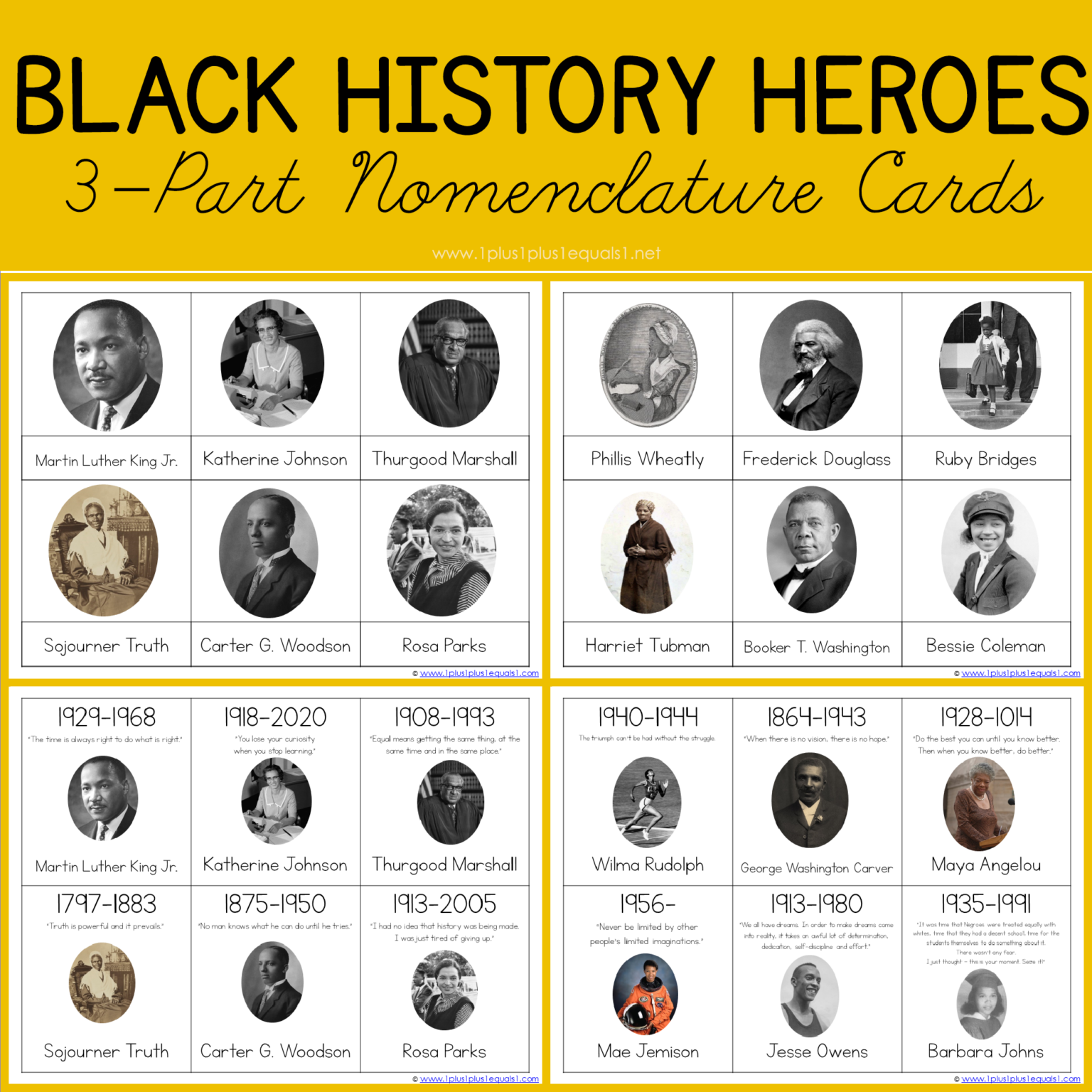 Who Am I? ~ An Interactive Black History Resource for Students - 1+1+1=1