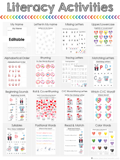 Love Theme Kindergarten No-Prep Printable Activity Pack for February ...