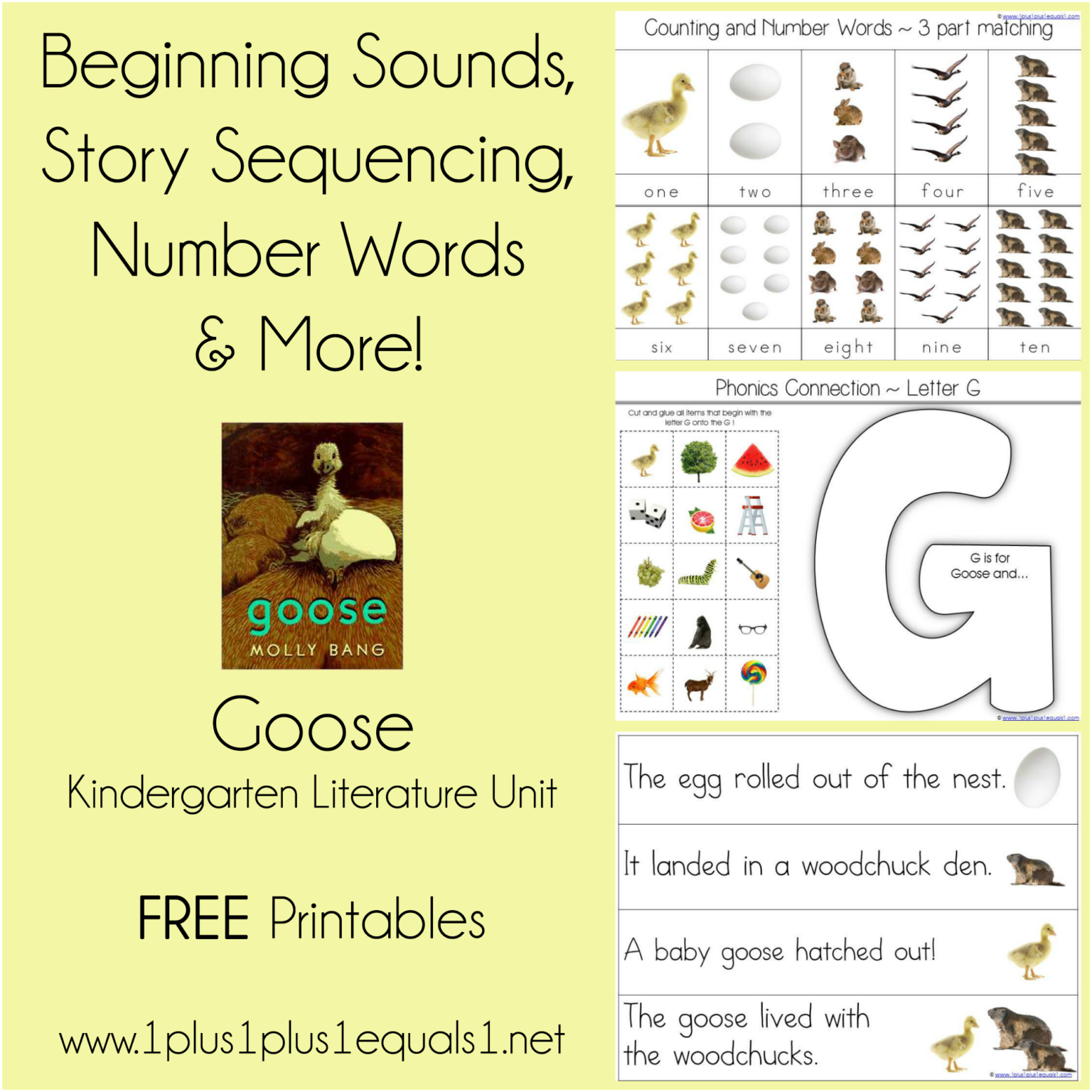 Kindergarten Literature Units - 1+1+1=1