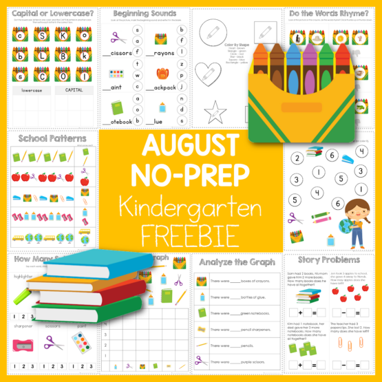 Back to School Theme No-Prep Kindergarten Activity Pack for August - 1 ...