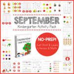 Apple Theme No-Prep Kindergarten Activity Pack for September - 1+1+1=1