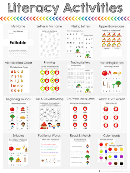 Apple Theme No-Prep Kindergarten Activity Pack for September - 1+1+1=1