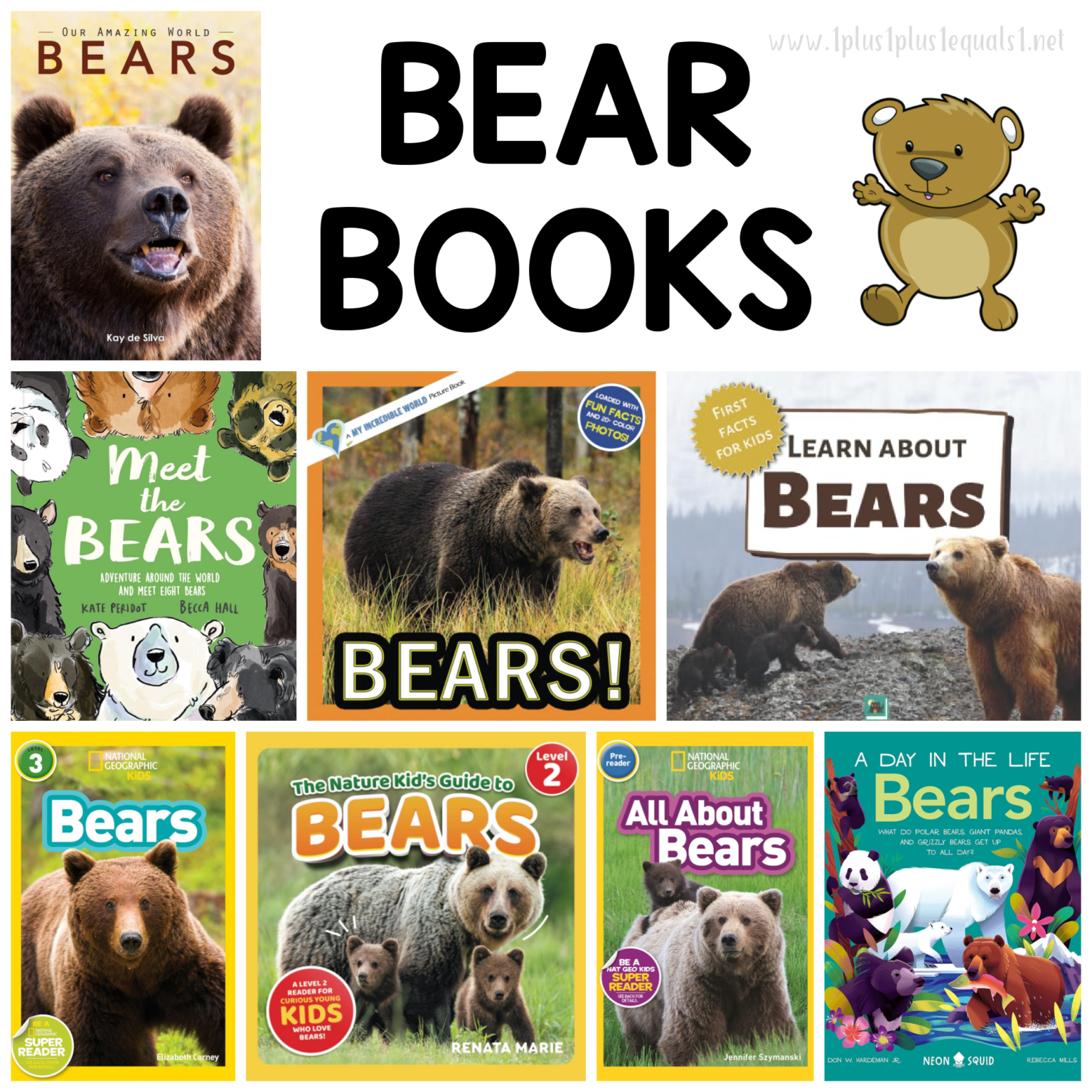Bear 3 Part Cards - 1+1+1=1