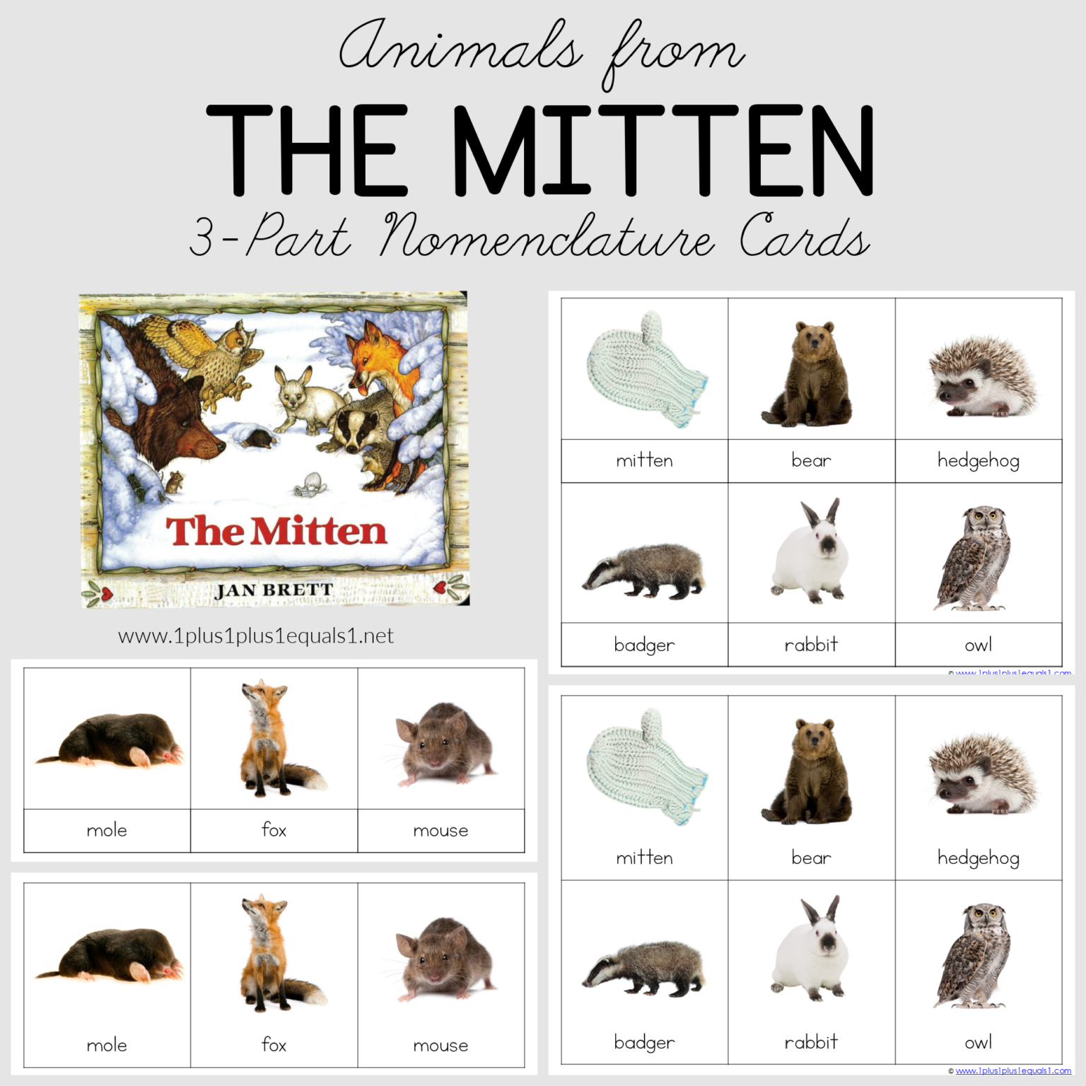 The Mitten - Free Printable Collection - 1+1+1=1