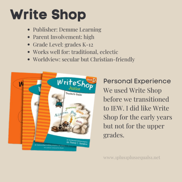 Comparing Popular Homeschool Writing Curriculums - 1+1+1=1