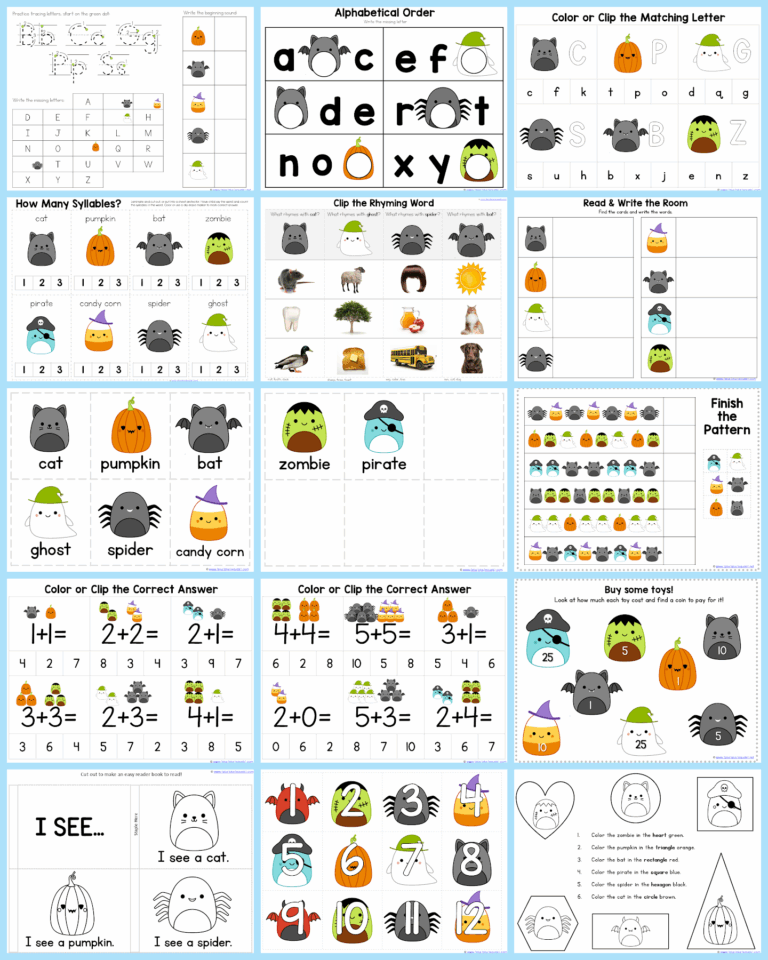 Squishmallow Halloween Printables for Kids - 1+1+1=1